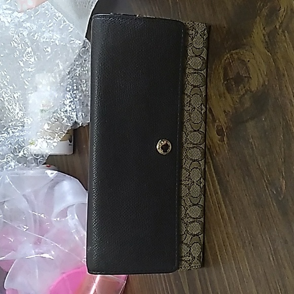 Coach | Bags | Coach Slim Envelope Wallet Signature Canvas Beigebrown ...